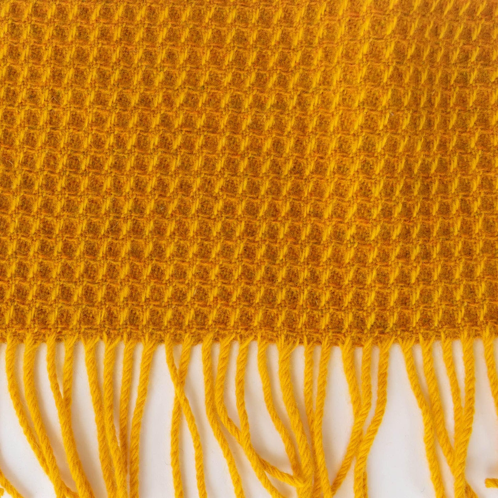 Bright Yellow Waffle Wool Blanket | Luxury Wool Throw | Chunky Blanket ...