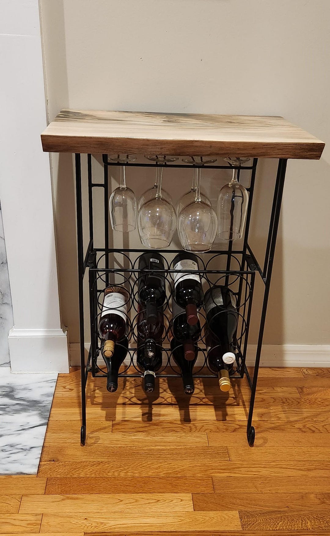 Wrought Iron Live Edge Wine Rack - Etsy