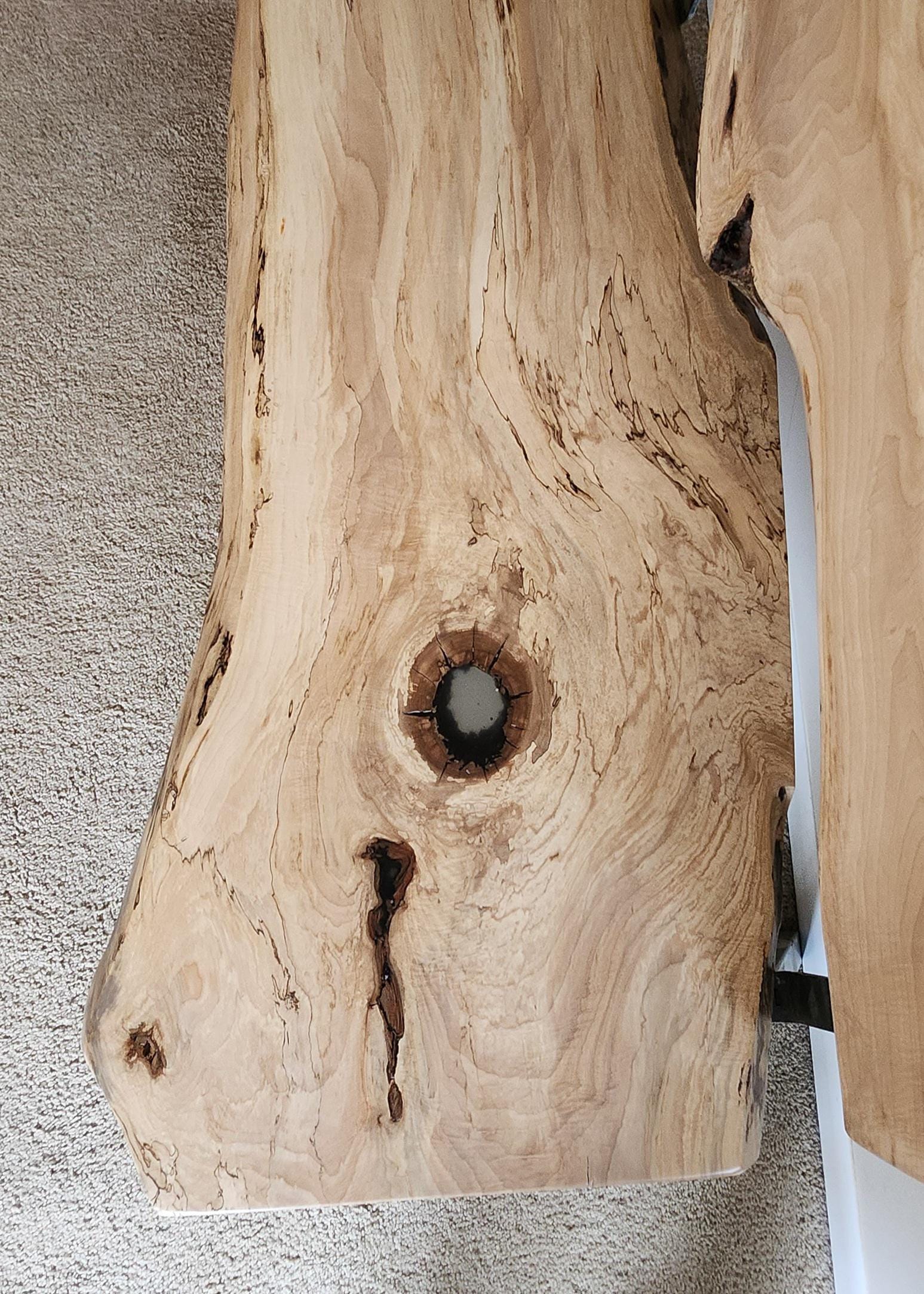 Spalted Maple 48-inch Live Edge Bench With Metal Legs - Etsy
