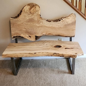 Spalted Maple 48-inch Live Edge Bench With Metal Legs - Etsy