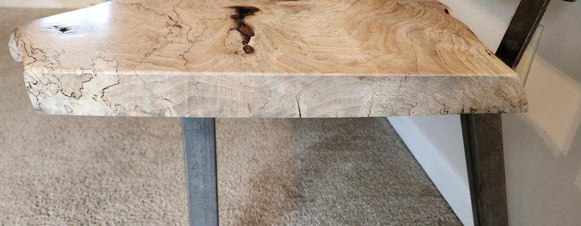 Spalted Maple 48-inch Live Edge Bench With Metal Legs - Etsy