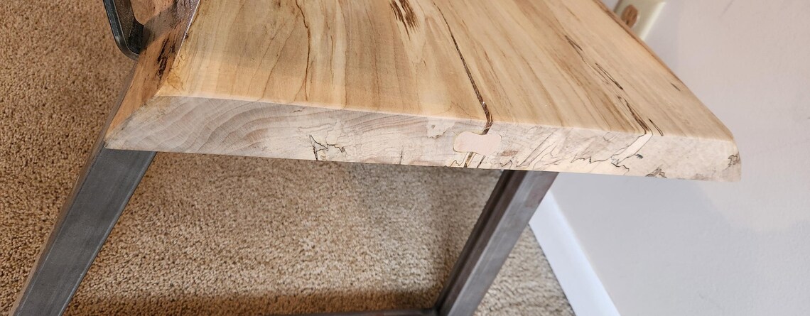 Spalted Maple 48-inch Live Edge Bench With Metal Legs - Etsy