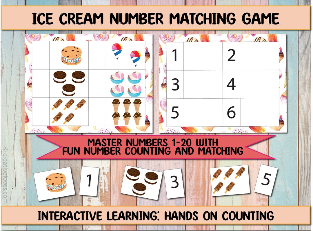 Interactive Ice Cream Counting Cards 1-20 - Educational Kids Printable ...