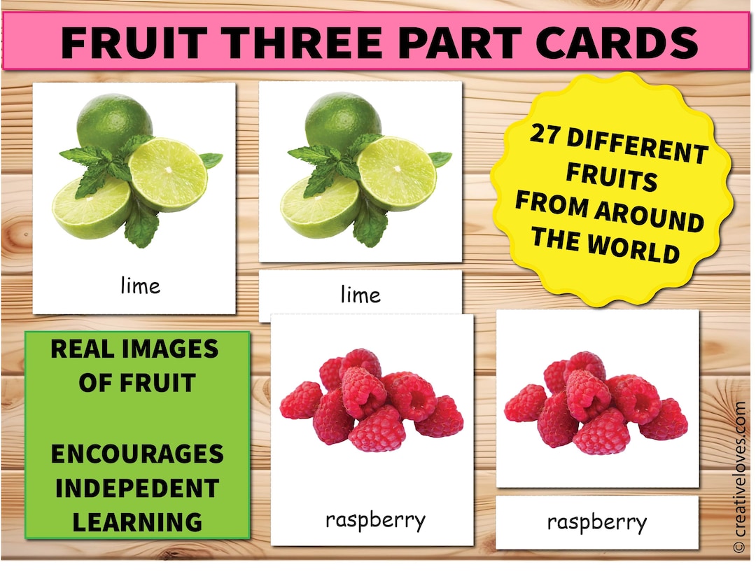 Three-part Cards Fruit- Interactive Game- Montessori- Educational Kids ...