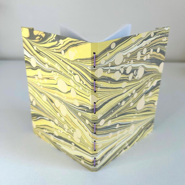 Handmade Pocket Notebook With Marbled Pattern Pink and Purple Hand ...