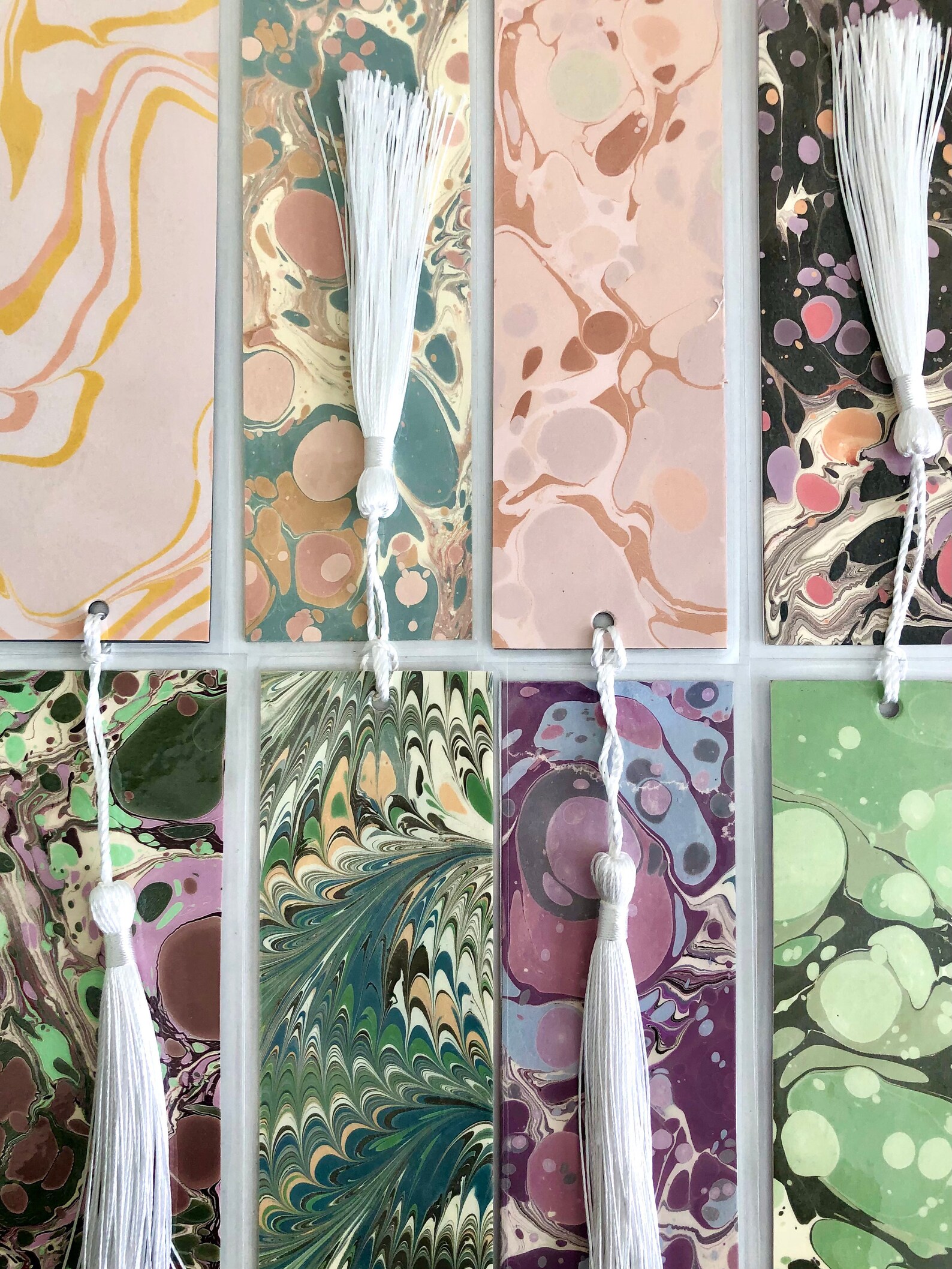 Handmade Laminated Marbled Bookmarks ︱ Random Set of 3 ︱ Double-sided ...