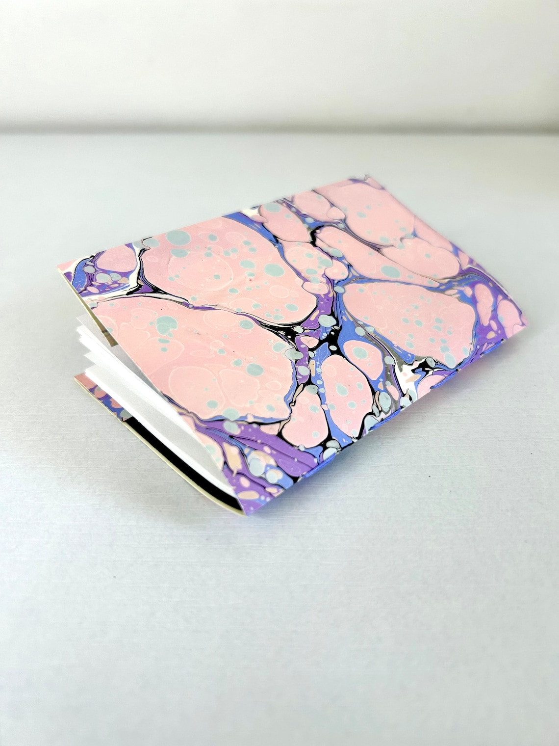 Handmade Pocket Notebook With Marbled Pattern Pink and Purple Hand ...