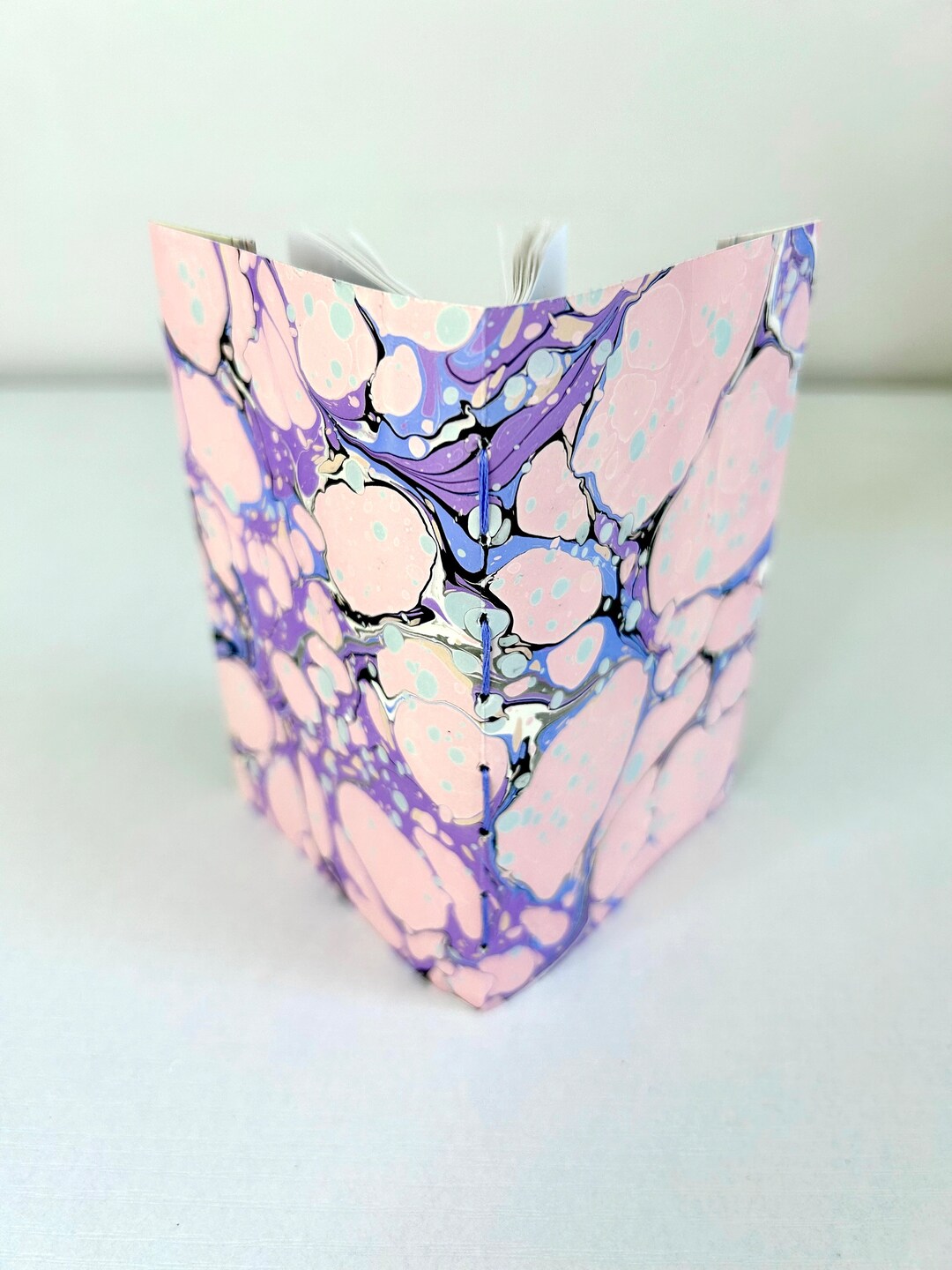 Handmade Pocket Notebook With Marbled Pattern Pink and Purple Hand ...