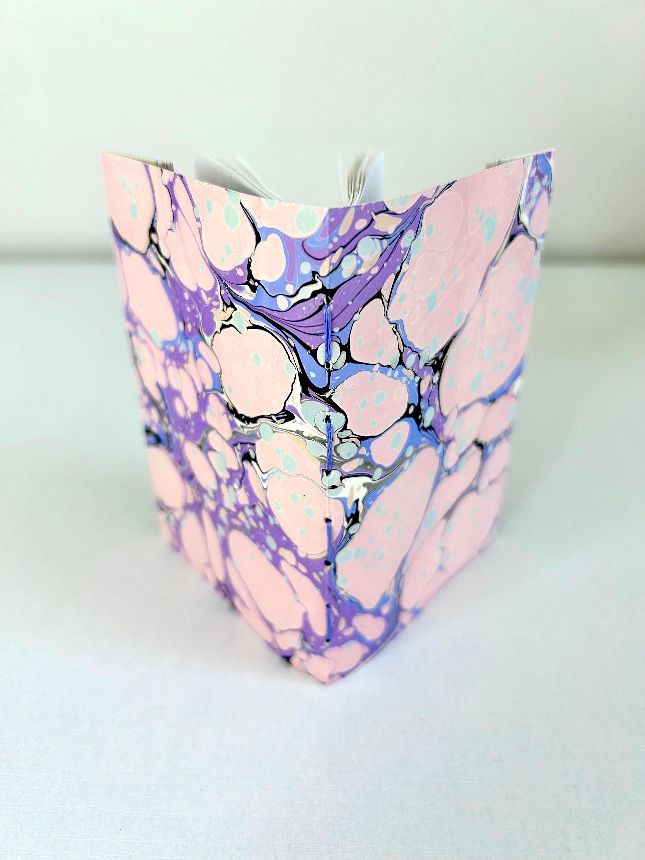 Handmade Pocket Notebook With Marbled Pattern Pink and Purple Hand ...