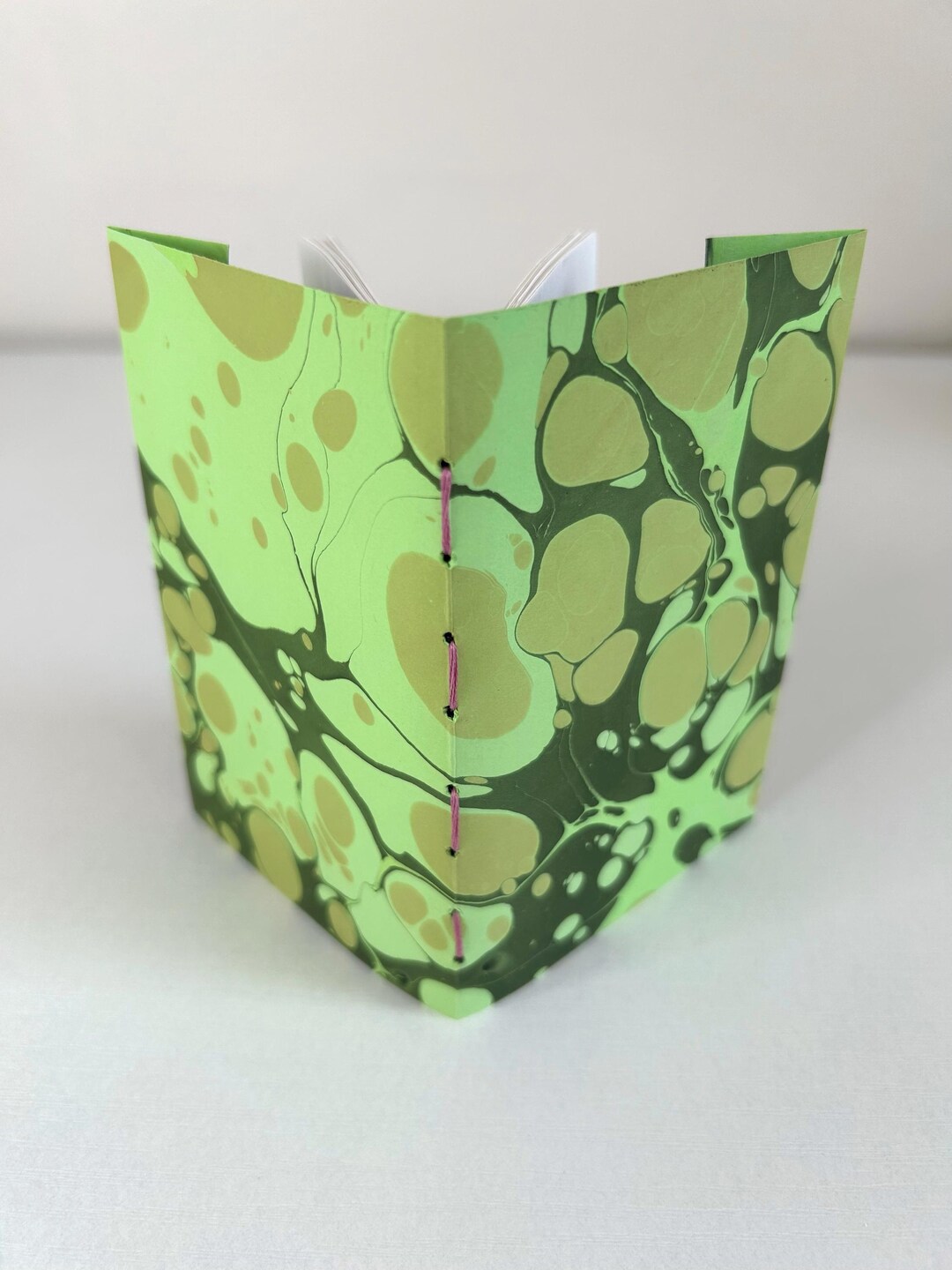 Handmade Marbled Pocket Notebook: Lime Green & Red Softcover Journal - Etsy