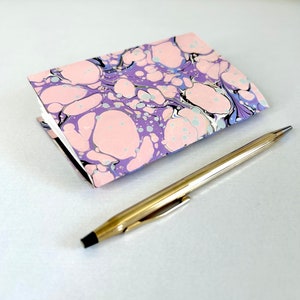Handmade Pocket Notebook With Marbled Pattern Pink and Purple Hand ...
