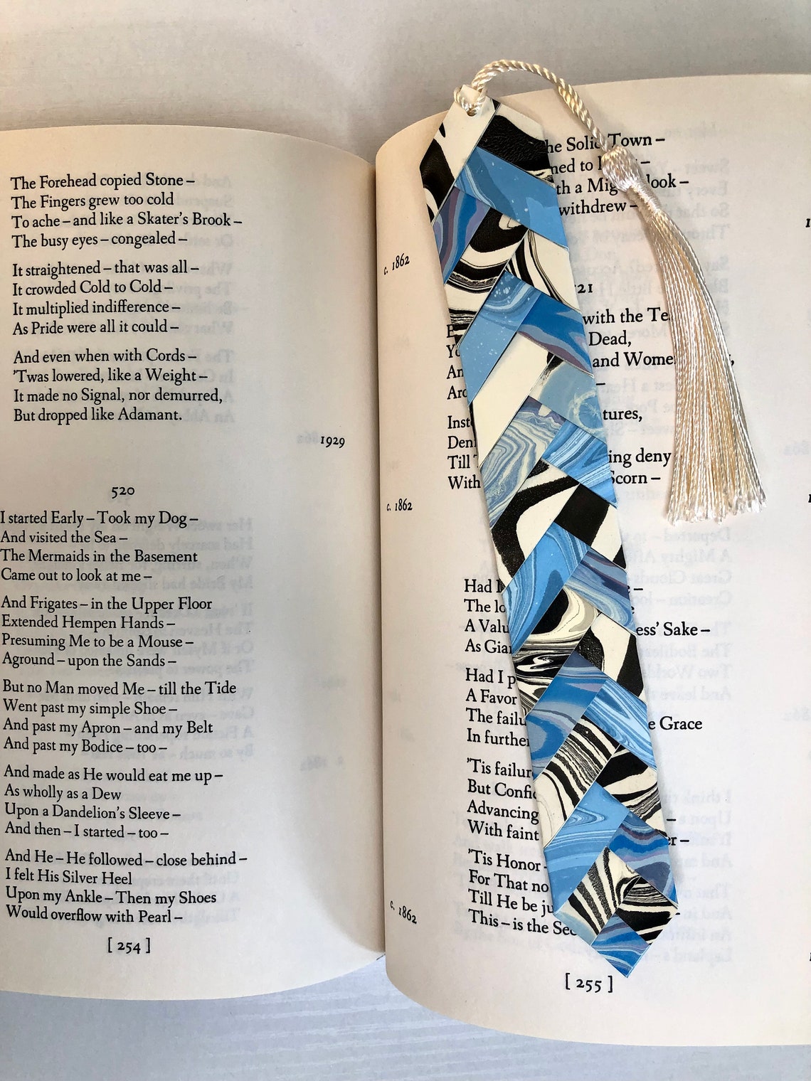 Handmade Woven Marbled Bookmarks: Colorful Paper With Tassel - Set of 3 ...