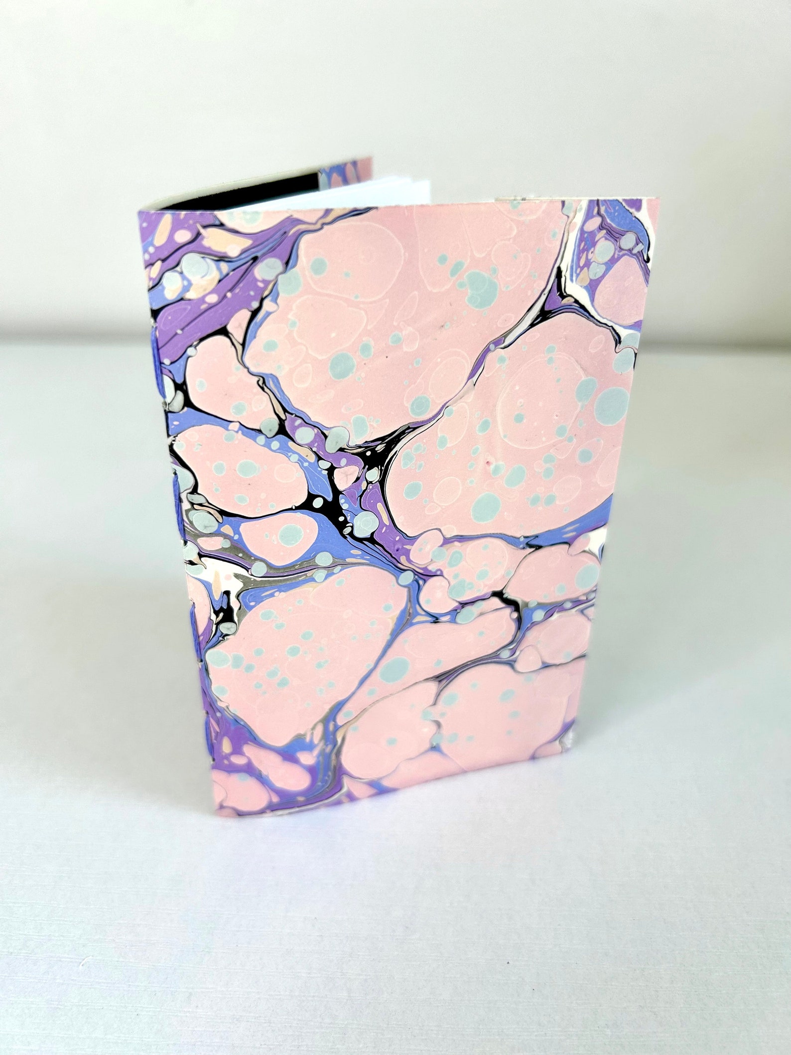 Handmade Pocket Notebook With Marbled Pattern Pink and Purple Hand ...