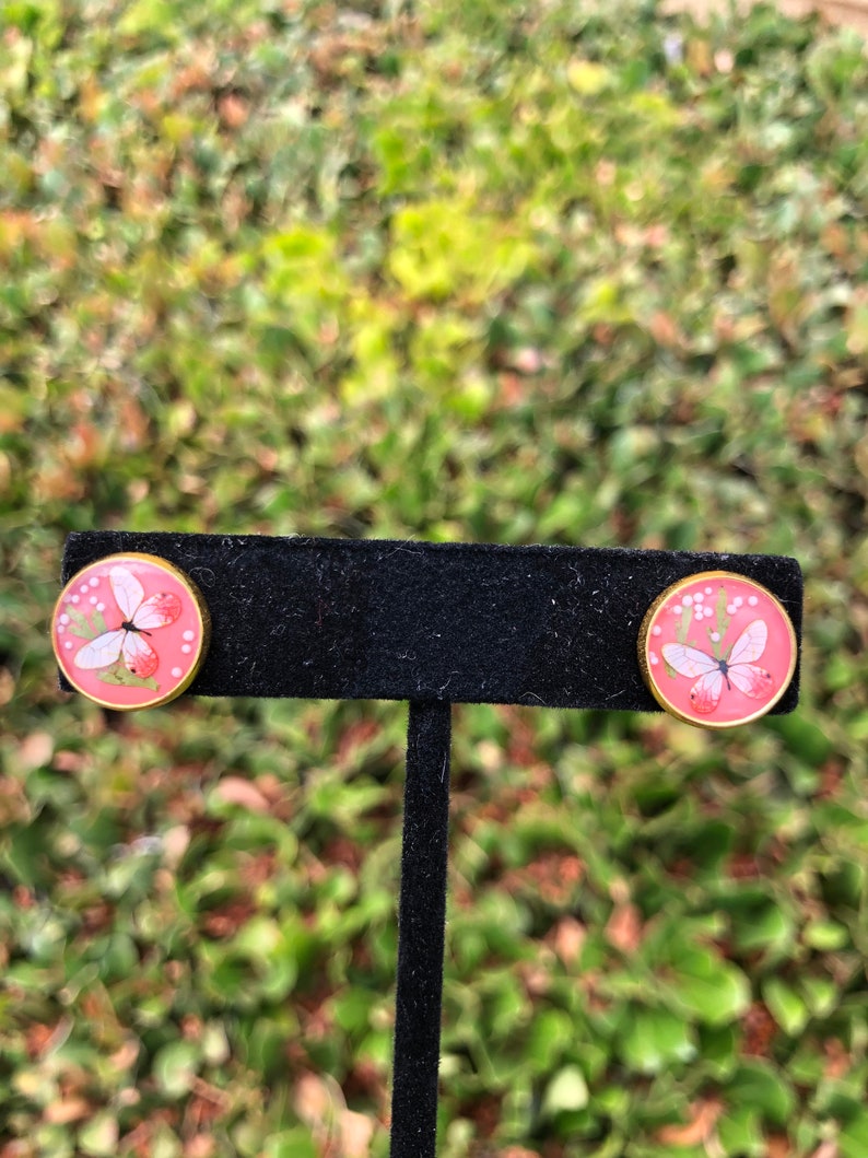 Butterfly Symbolizing Transformation Earrings/ Butterfly and Leaf Resin Round Stud Earrings - Etsy