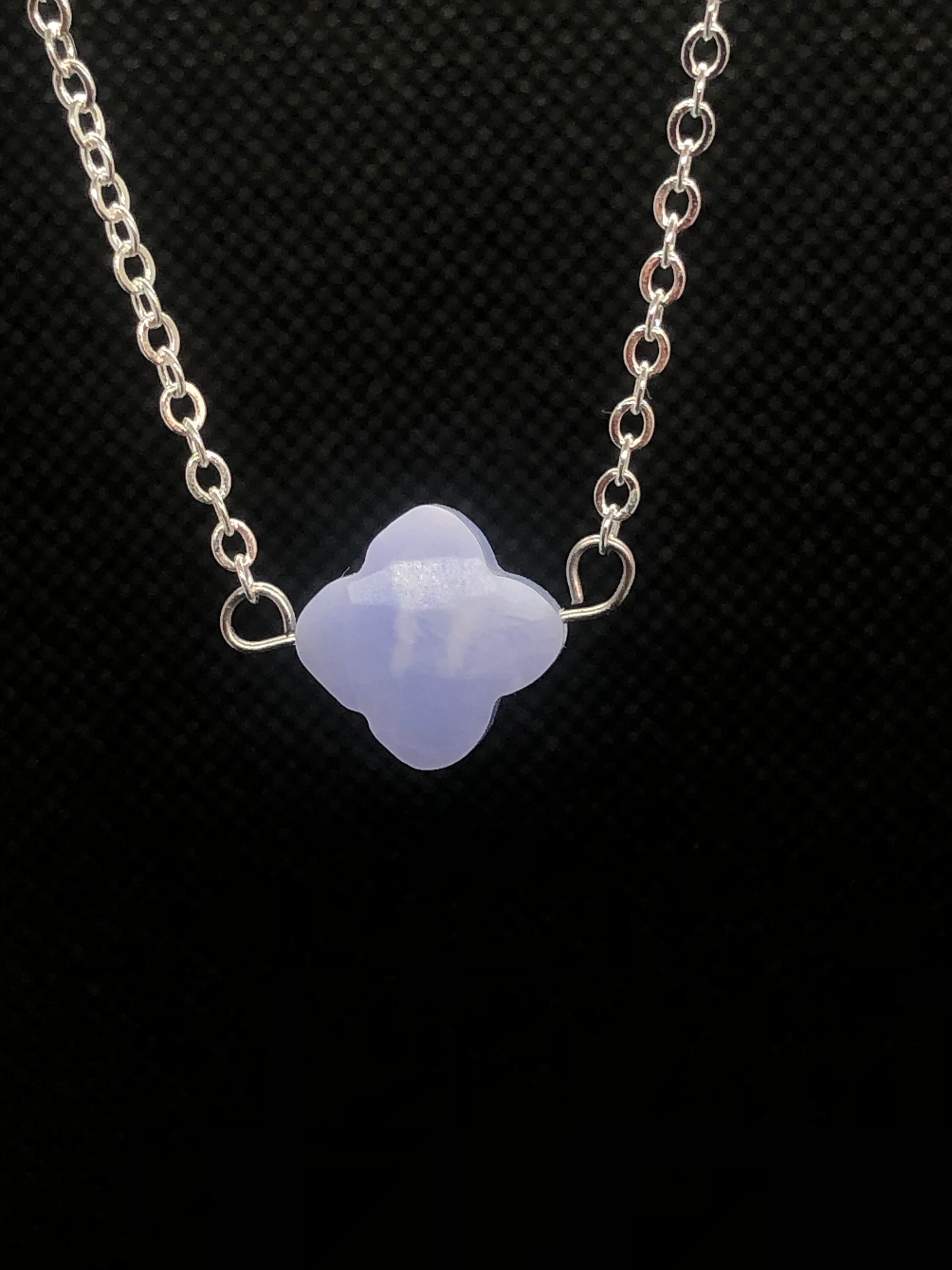 Van Cleef Inspired Blue Lace Clover Shaped Crystal Choker Style ...