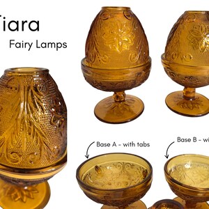 Vintage Amber Glass Fairy Lamps - Diamond Tiara Stars and Bars Viking ...
