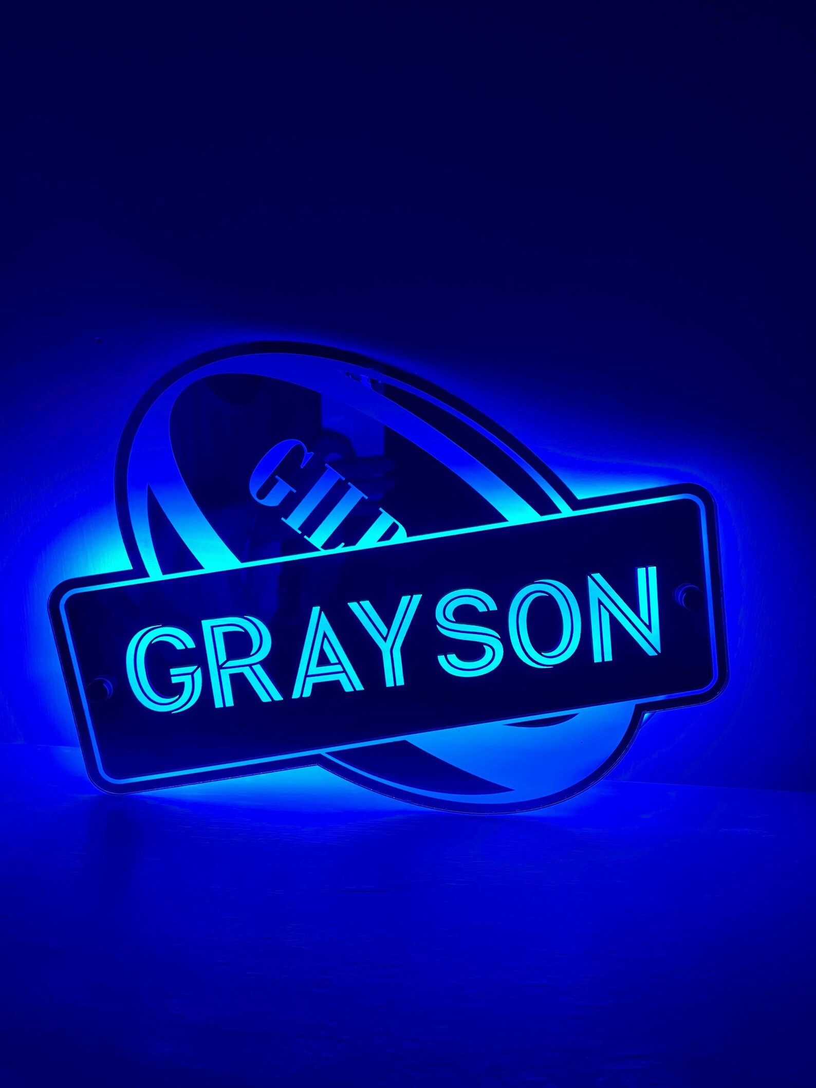 Personalised LED Rugby Ball | Mirror LED Light | Rugby Gift | Birthday ...