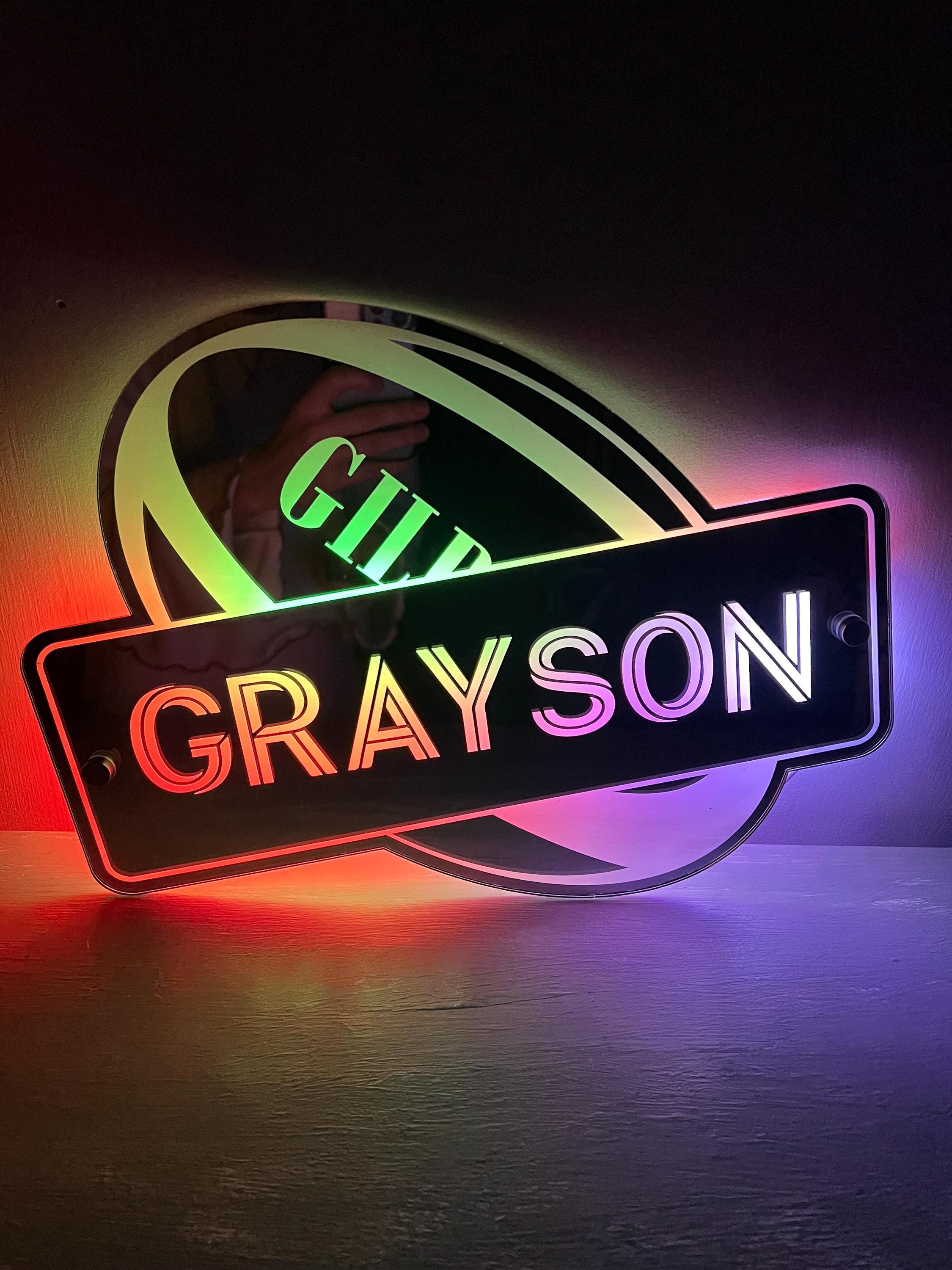 Personalised LED Rugby Ball | Mirror LED Light | Rugby Gift | Birthday ...
