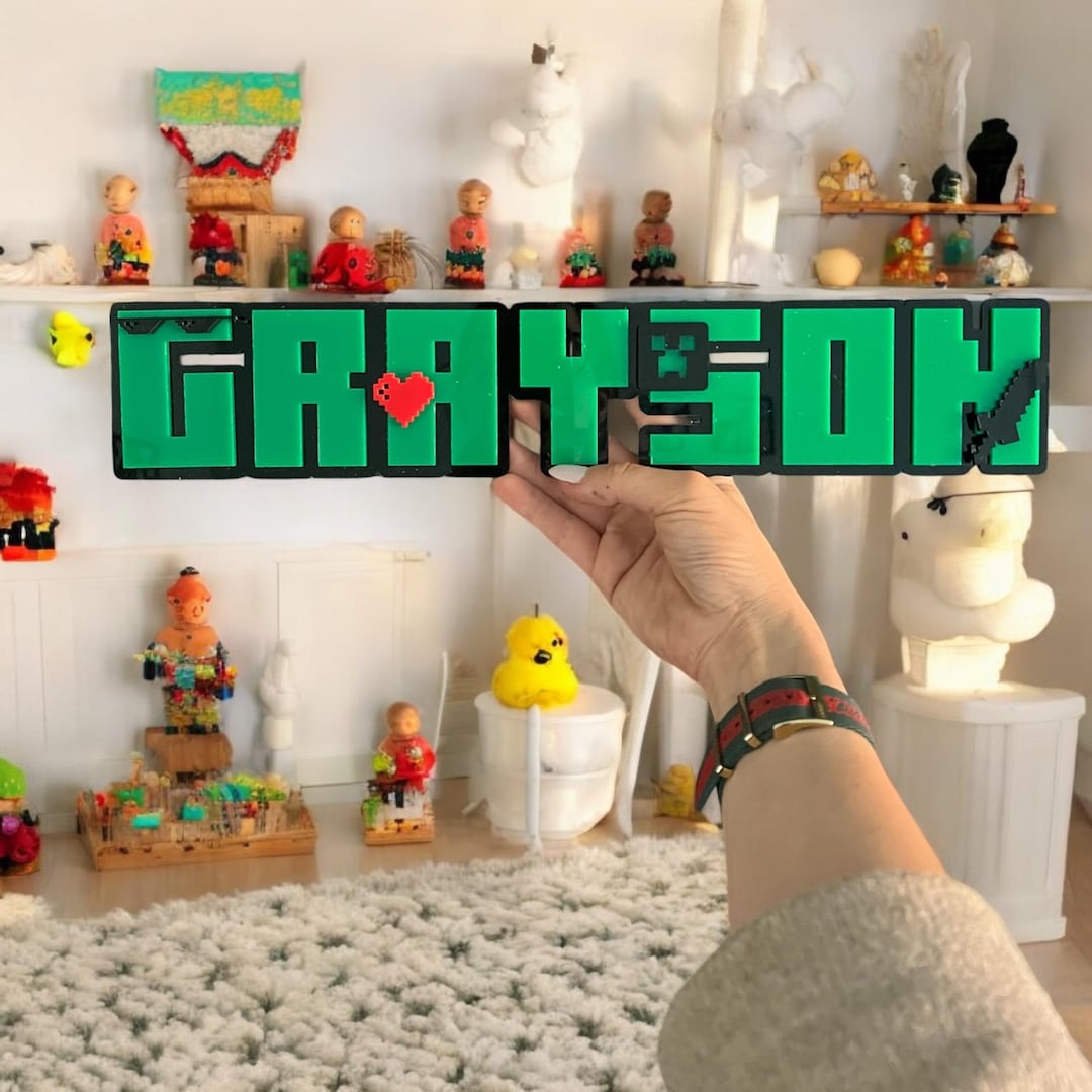 3D Minecraft Name Plate | Personalized Acrylic Bedroom Door Sign - Etsy