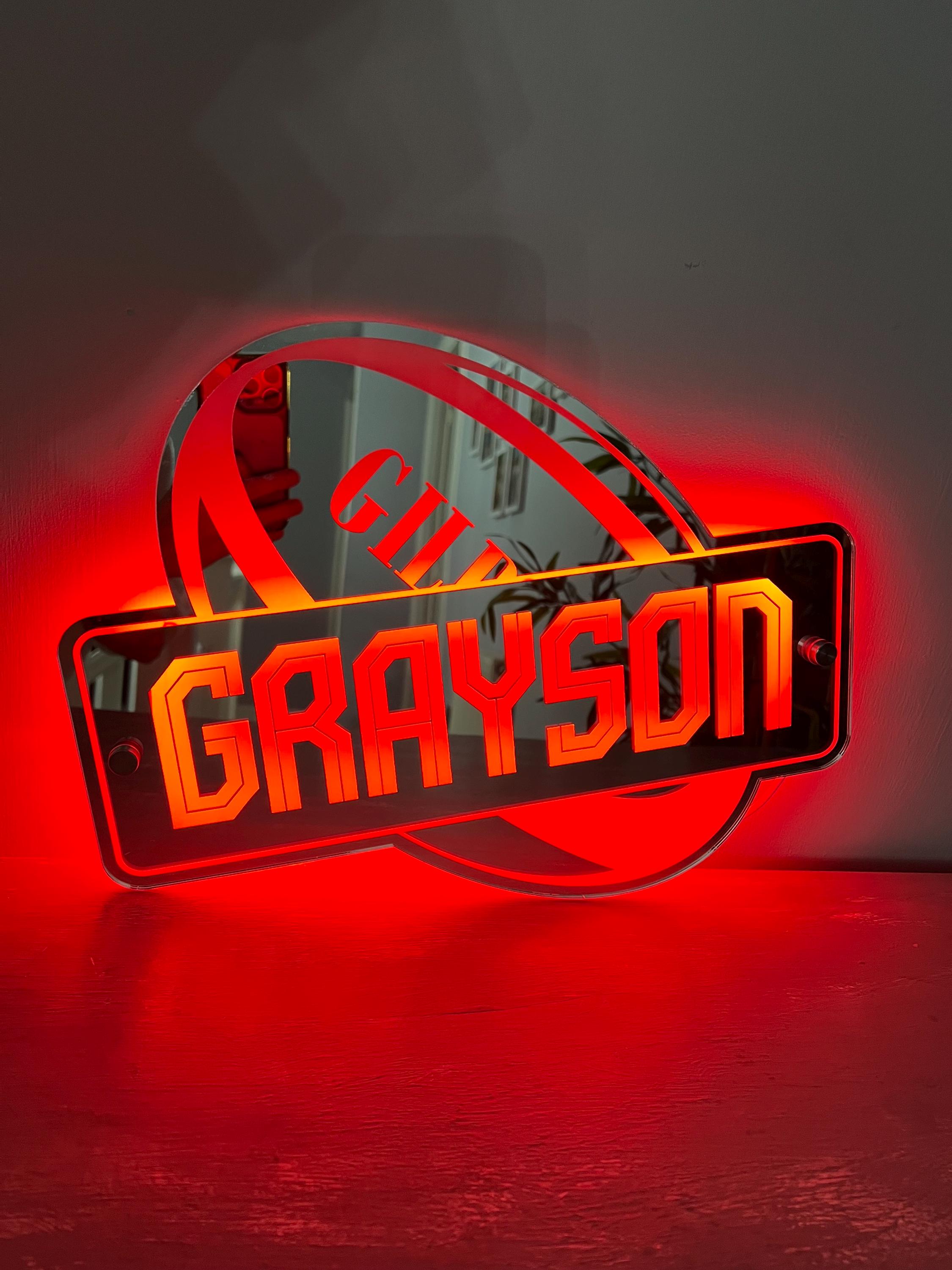 Personalised LED Rugby Ball | Mirror LED Light | Rugby Gift | Birthday ...