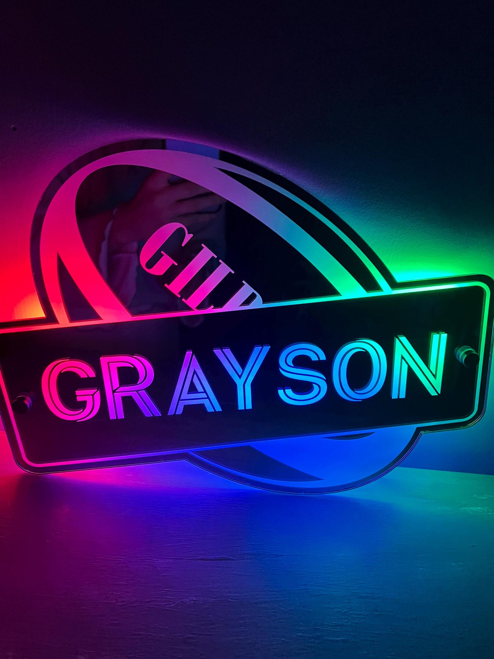 Personalised LED Rugby Ball | Mirror LED Light | Rugby Gift | Birthday ...