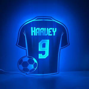 Personalised LED Football Shirt Mirror LED Light Football Gift Birthday ...