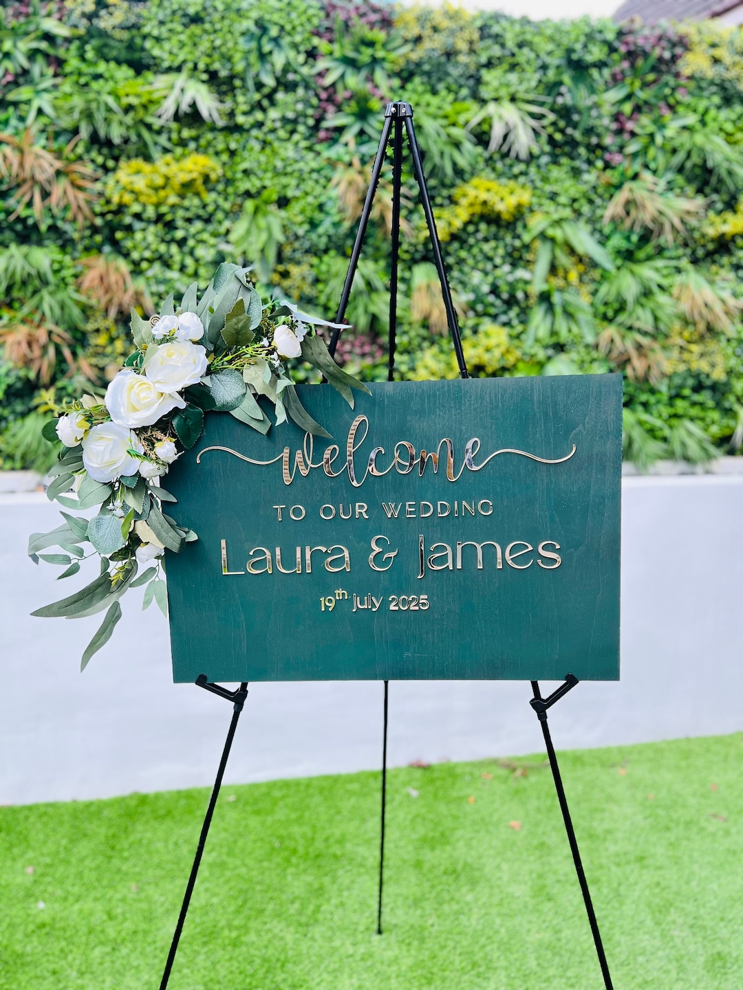 Welcome Wedding Sign | Modern Welcome Sign | Green and Gold Welcome ...