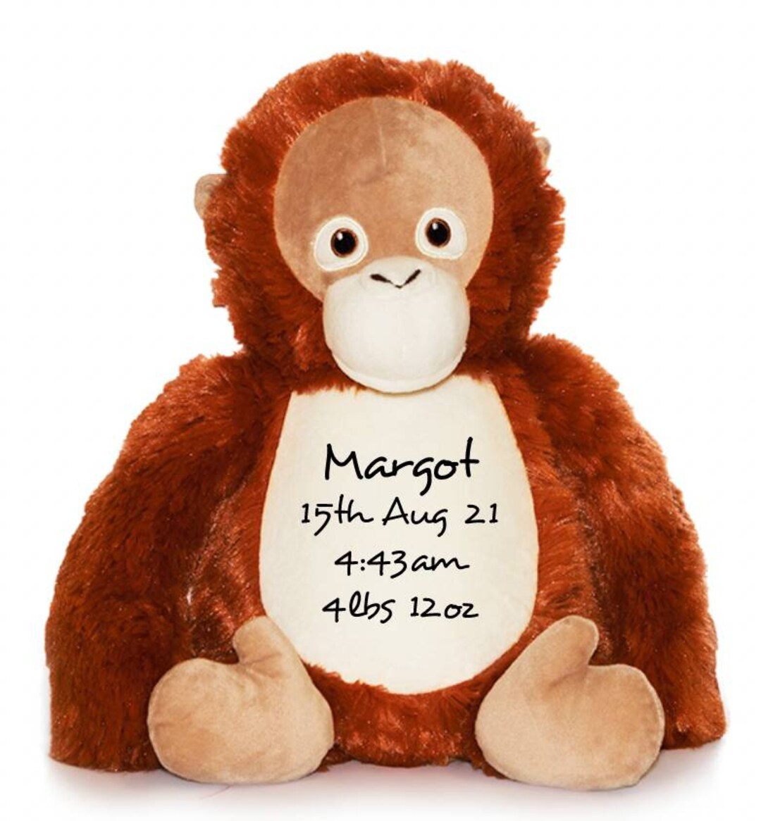 Personalised WEIGHTED Birth Weight Bear or Memory Bear Orangutang - Etsy
