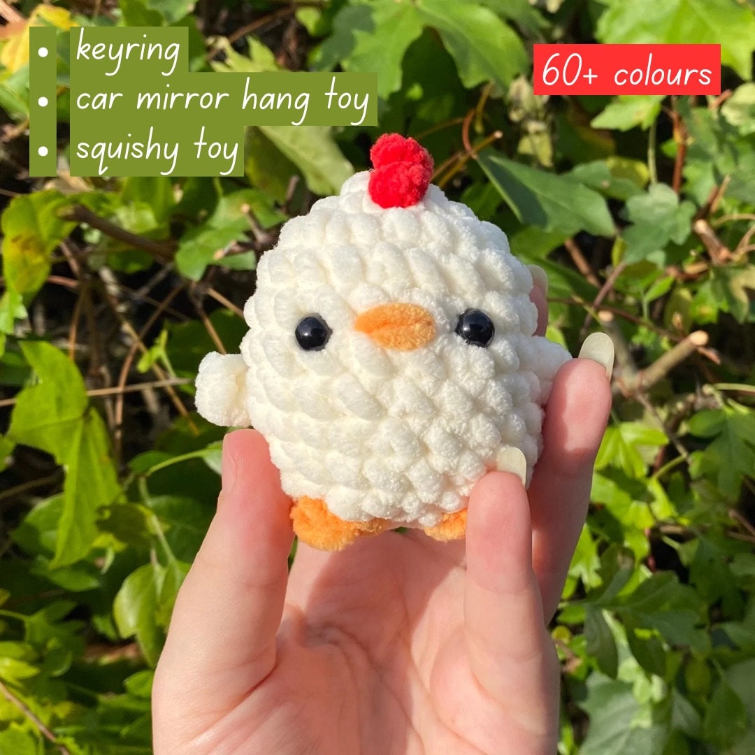 Mini Custom Crochet Chicken Squishy Keyring, Toy, Car Mirror Hanger ...