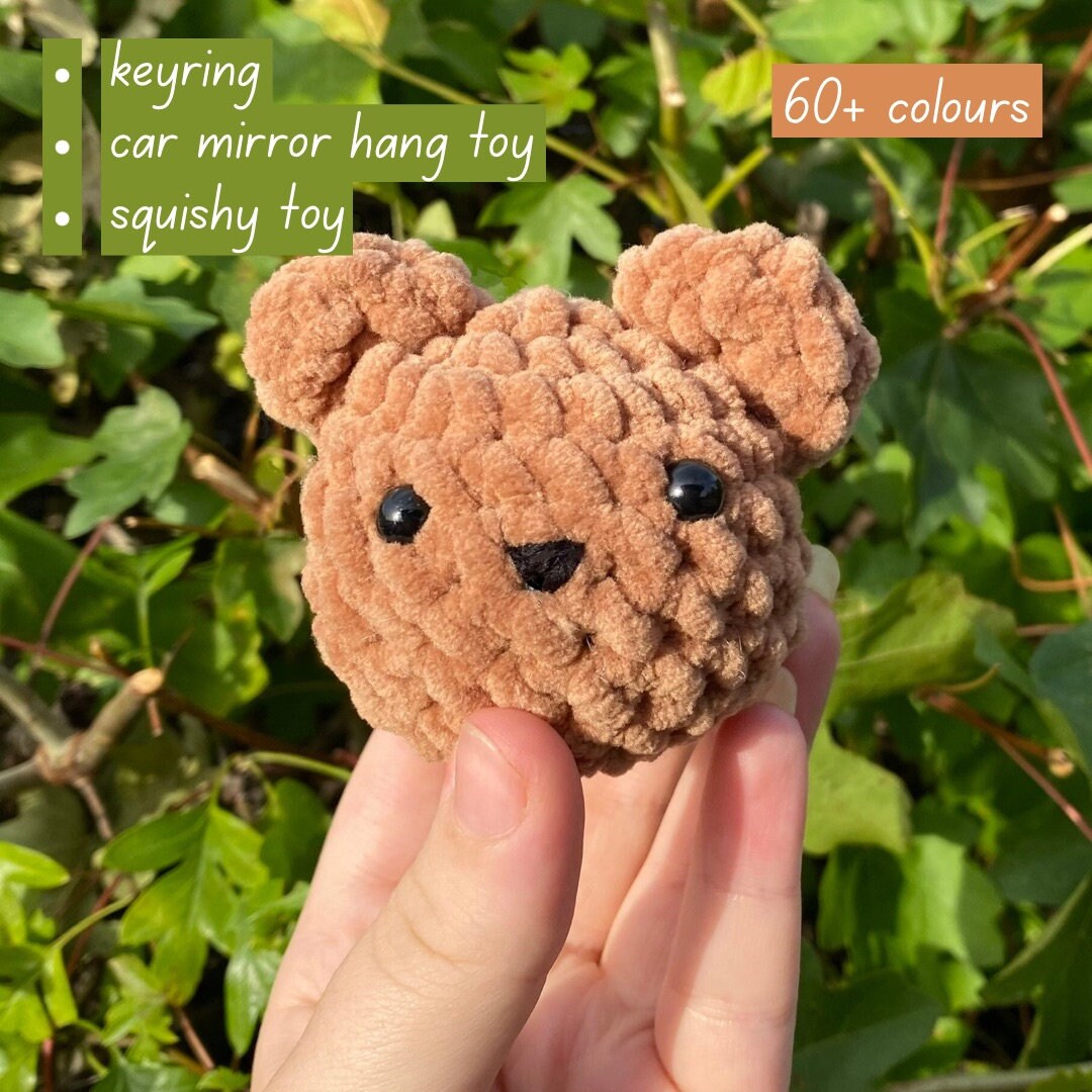Mini Custom Crochet Teddy Bear Squishy Keyring, Toy, Car Mirror Hanger ...
