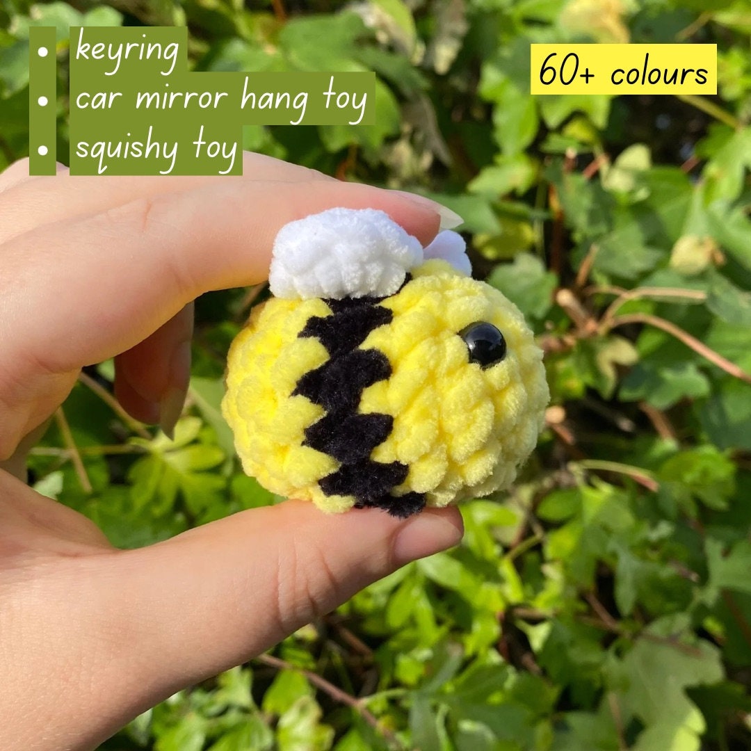 Mini Custom Crochet Tiny Bee Squishy Keyring Toy Car - Etsy