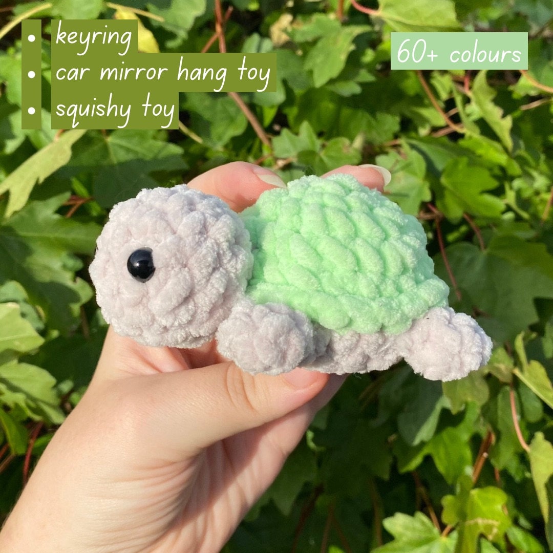 Mini Custom Crochet Turtle Squishy - Keyring, Toy, Car Mirror Hanger ...