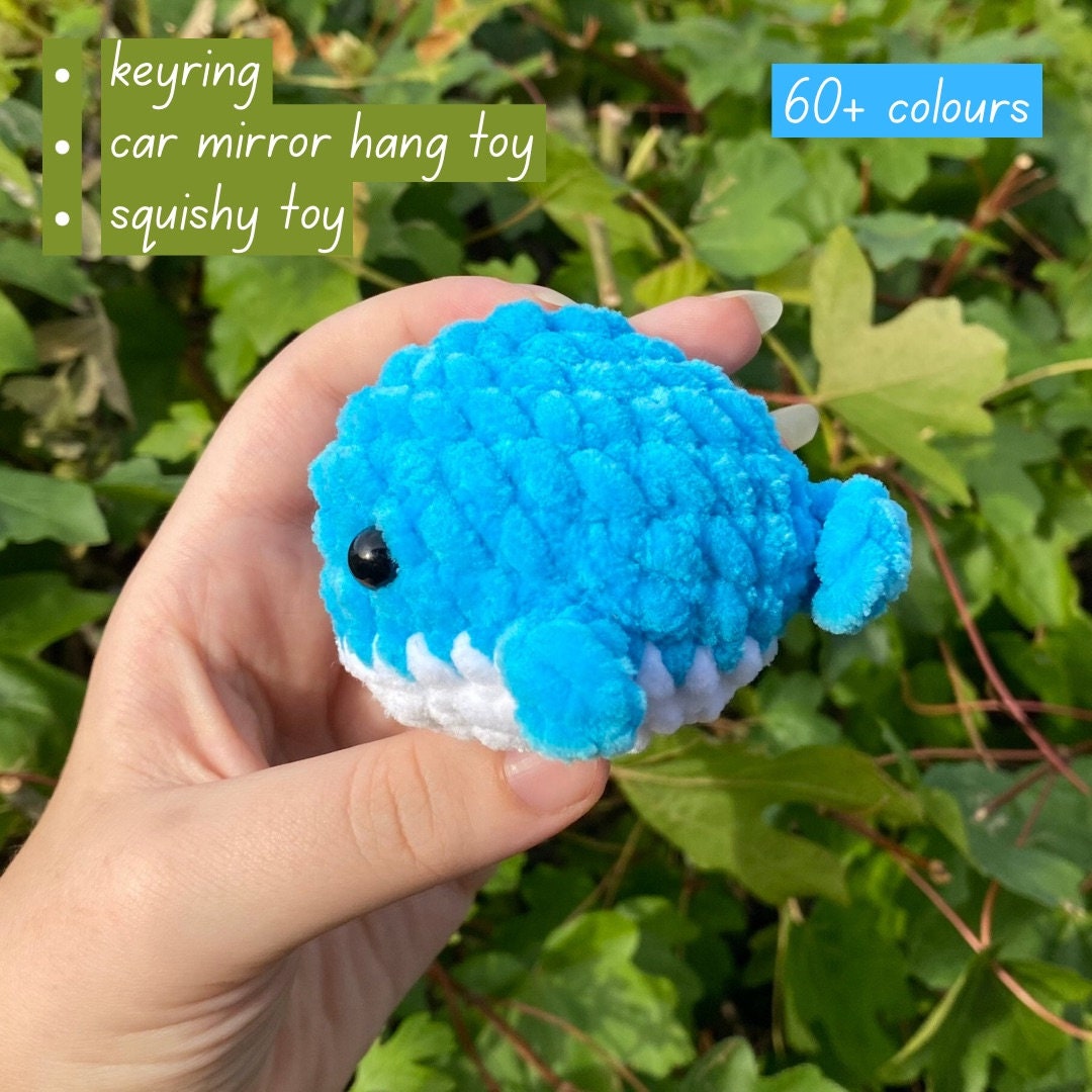 Mini Custom Crochet Whale Squishy Keyring, Toy, Car Mirror Hanger Made ...