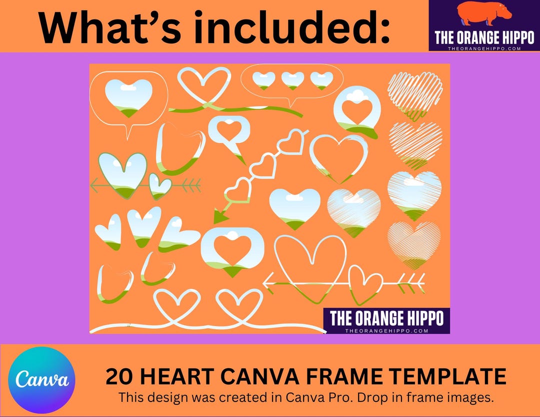 Design Your Own Heart on Canva, 20 Heart Love Canva Template, Easy Drag ...
