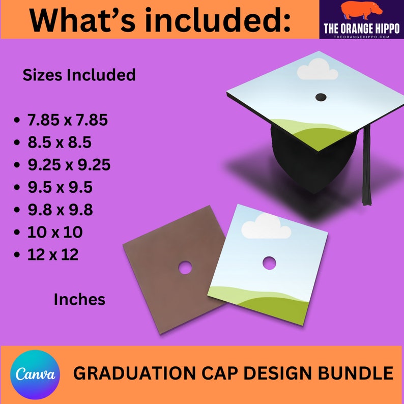 Graduation Cap Canva Design & Mock up Templates - 7 Design Sizes ...