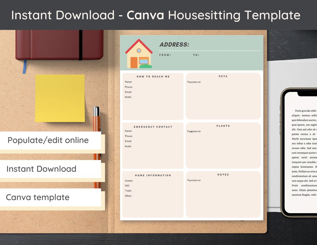 House Sitter Guide | Housesitting Information | Canva Template ...