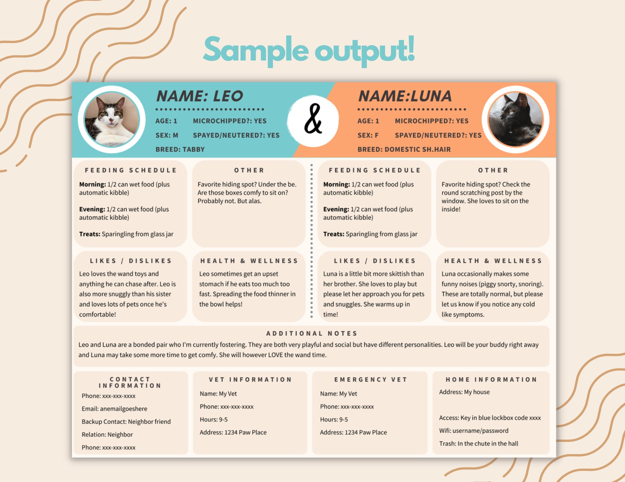 Two Pet Care Guide | Pet Care Information | Canva Template | INSTANT ...
