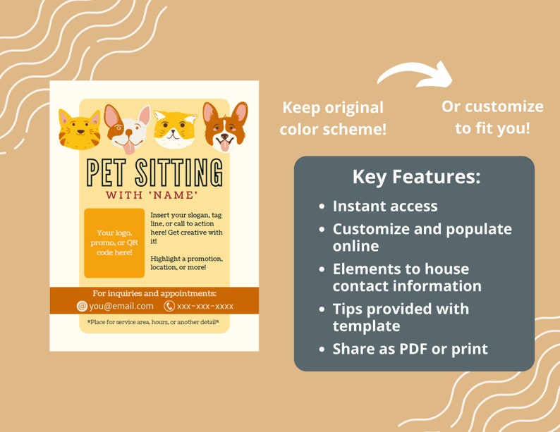 Pet Sitter Flyer Template | Customizable Pet Service (digital Download ...