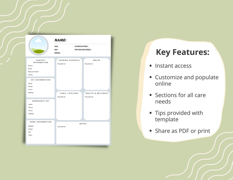 Customizable Pet Care Guide | Pet Sitter Guide | Canva Template ...