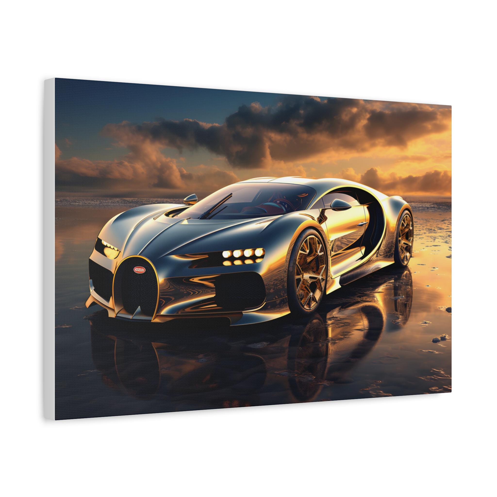 A Beautiful Bugatti Chiron Car on the Beach When Its Sunset on Canvas ...