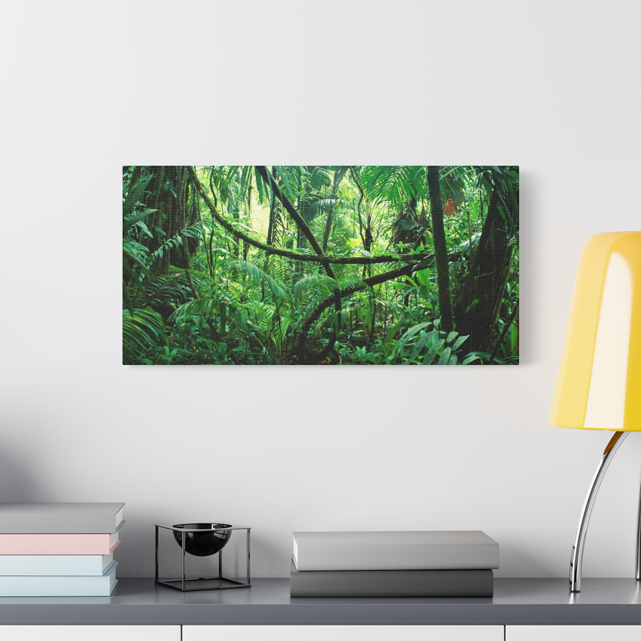 Green Tropical Rainforest on Canvas Wall Art Print. Jungle Deep Forest ...
