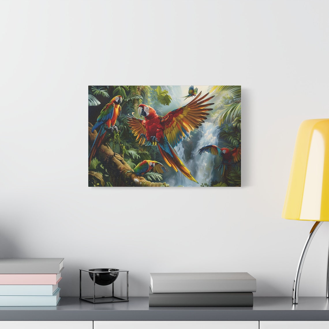 A Parrot Flaps Its Wings to Land on a Branch in Tropical Forest of Oil ...