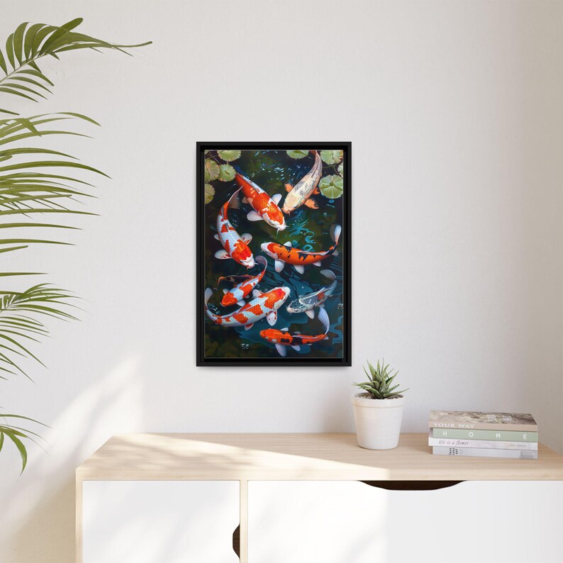 Gathering of 9 Koi Fish in Clear Pond on Front Yard on Oil Painting on ...