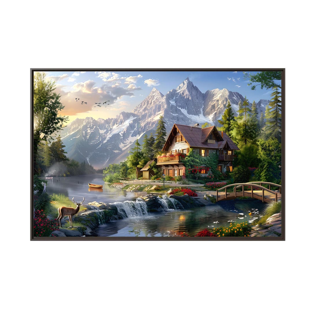 High Qualiy Small River Landscape Oil Painting on Canvas Wall Art Print ...
