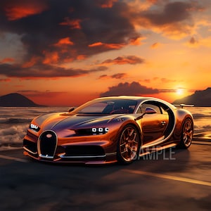 Bugatti Chiron Bugatti Chiron at Afternoon With Sunset on Digital ...