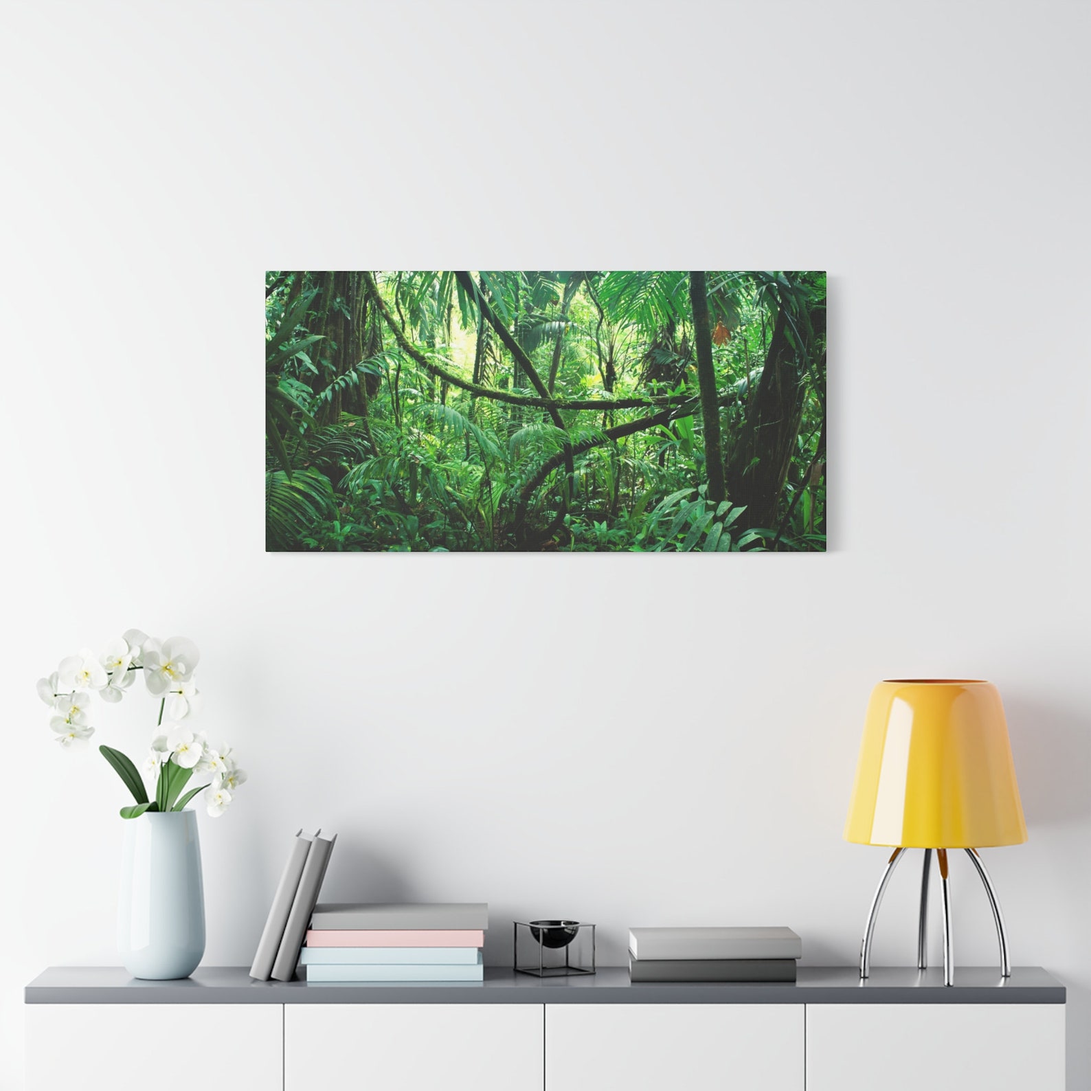 Green Tropical Rainforest on Canvas Wall Art Print. Jungle Deep Forest ...