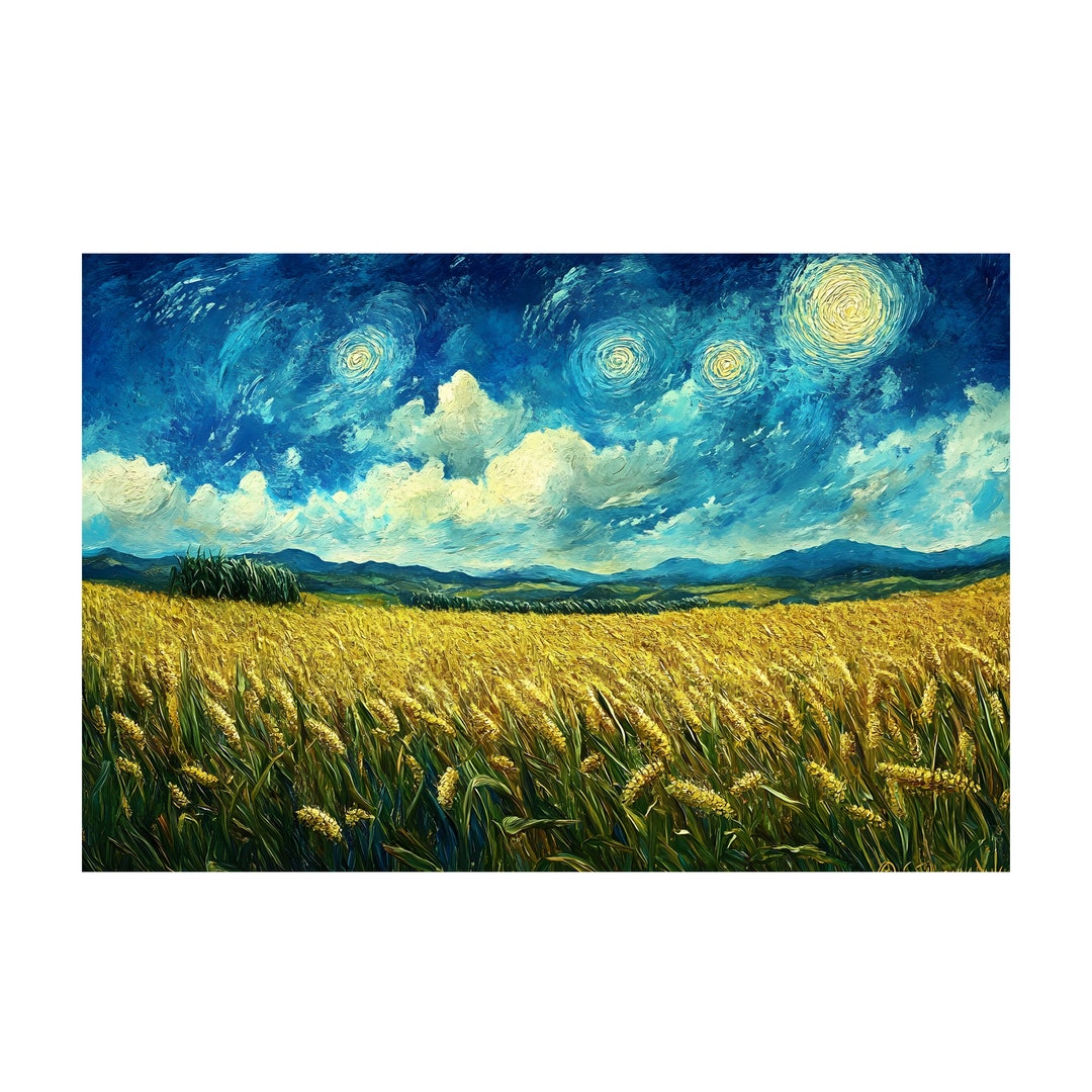 Beautiful Corn Field Landscape Van Gogh Style Oil Painting on Canvas ...