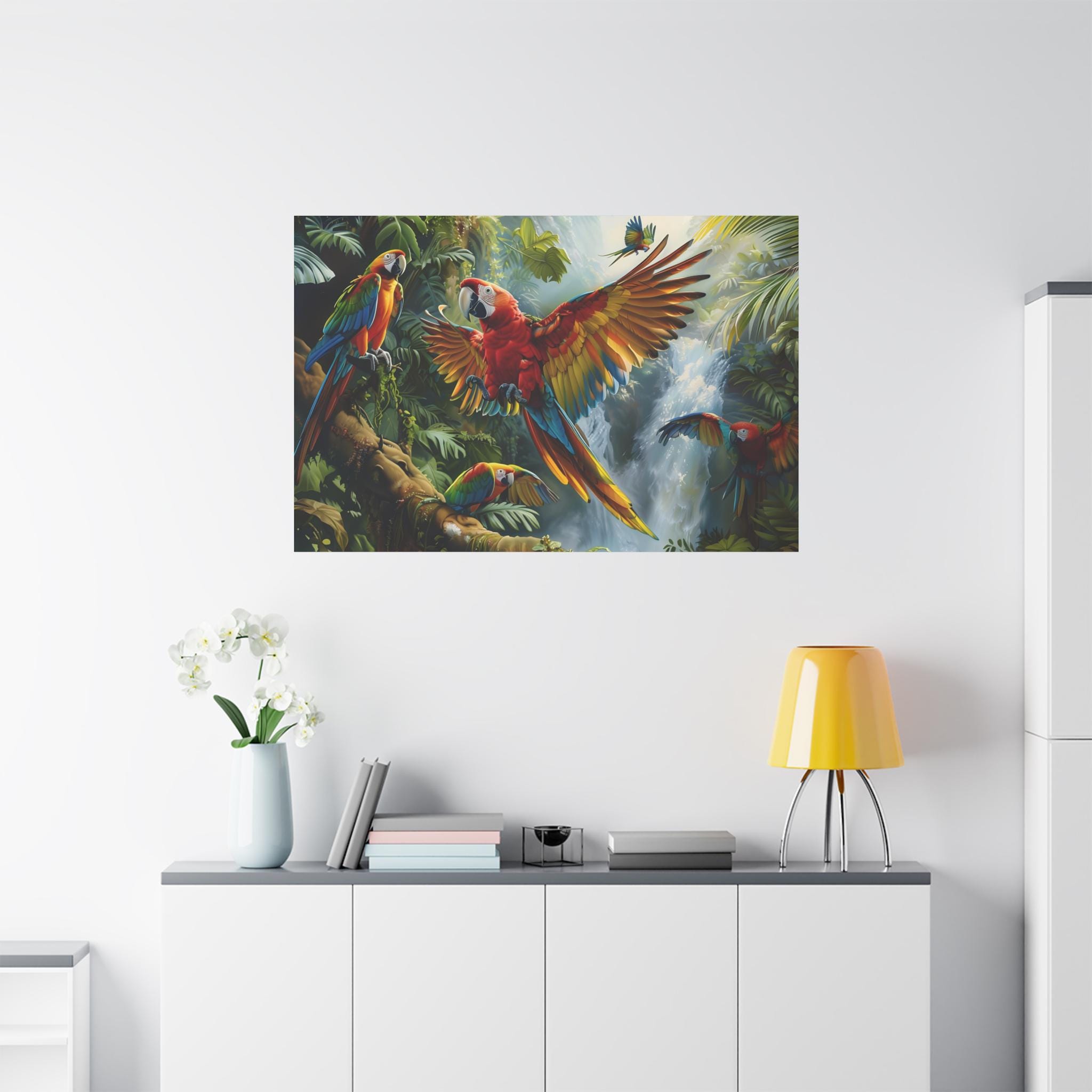 A Parrot Flaps Its Wings to Land on a Branch in Tropical Forest of Oil ...