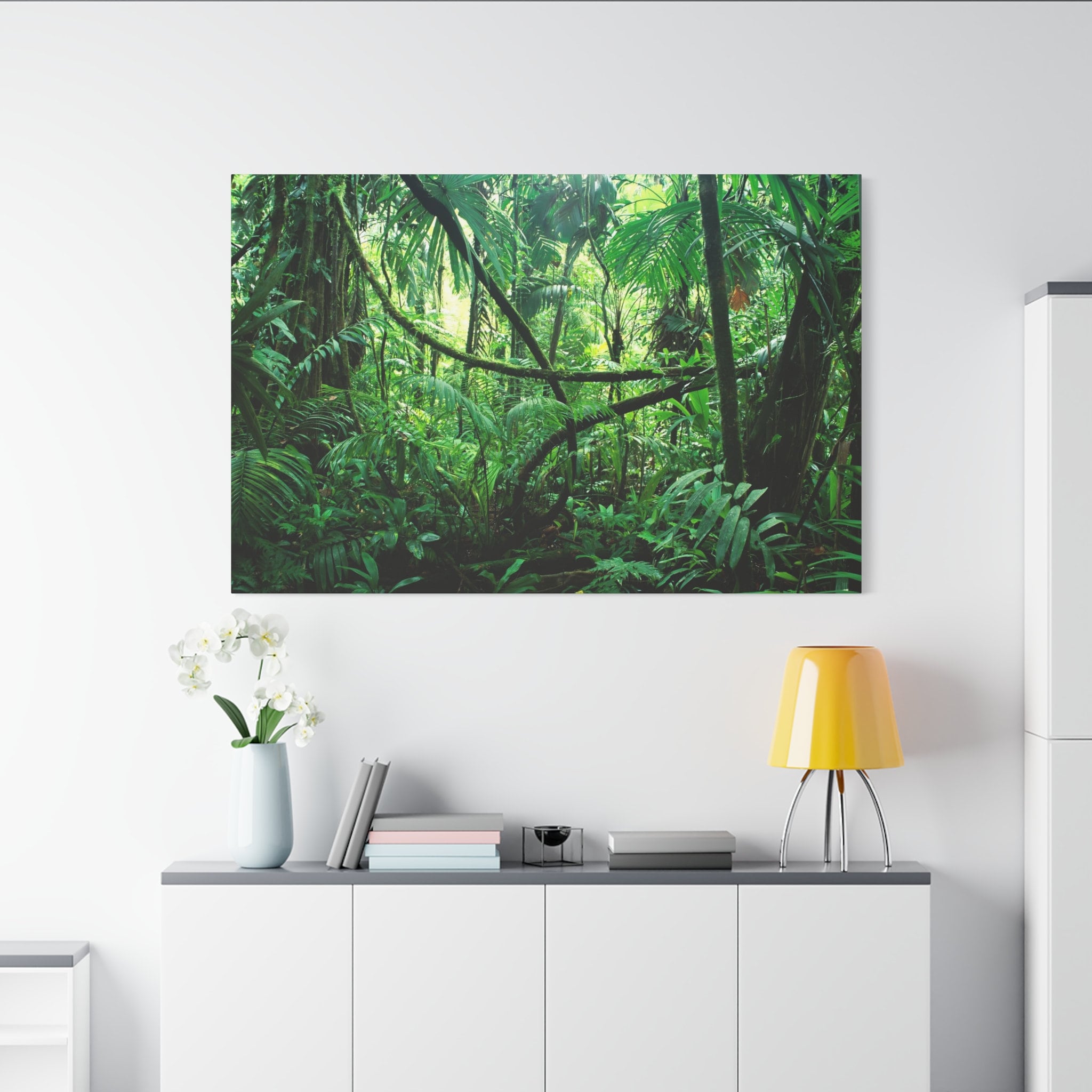 Green Tropical Rainforest on Canvas Wall Art Print. Jungle Deep Forest ...