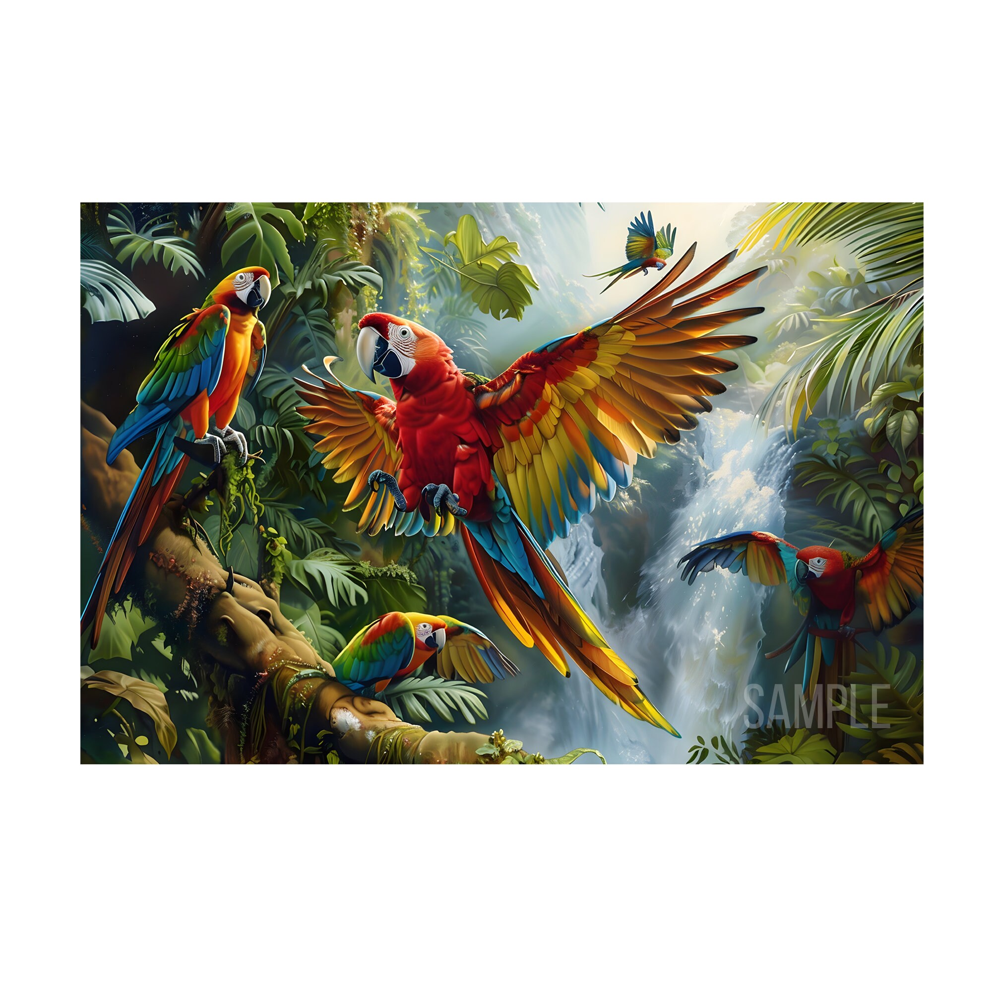A Parrot Flaps Its Wings to Land on a Branch in Tropical Forest of Oil ...